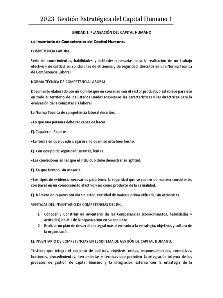Inventario de Competencias Del Capital Humano | PDF | Gestión estratégica | Negocios económicos