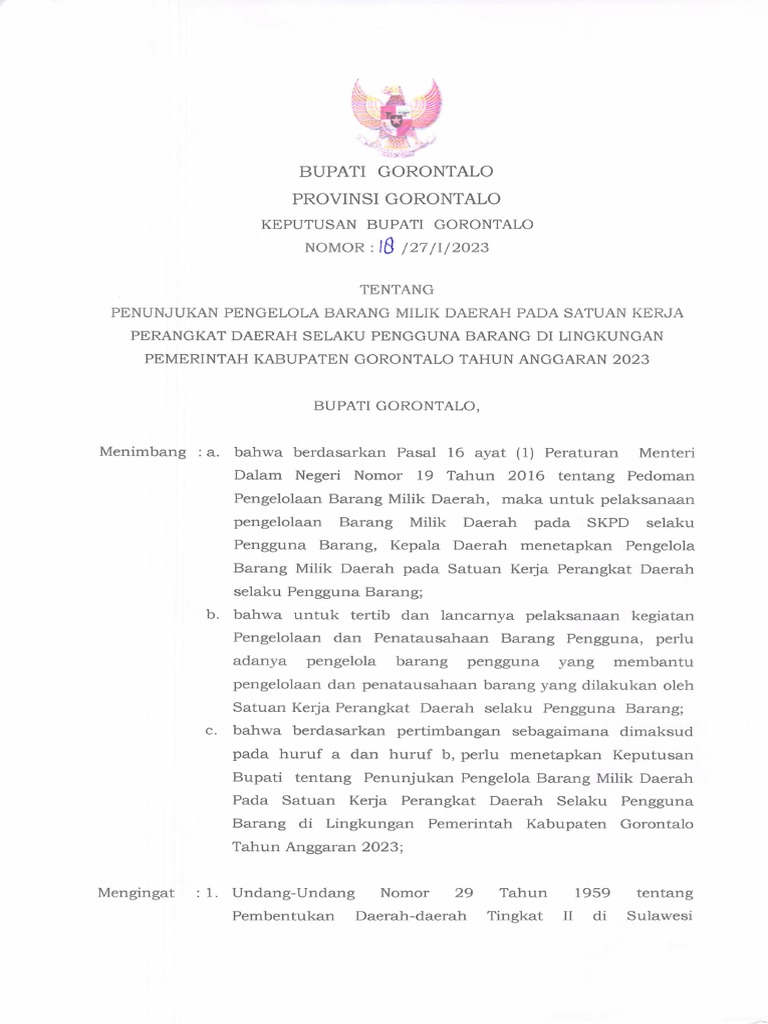 SK Pengurus Barang 2023 Fix | PDF