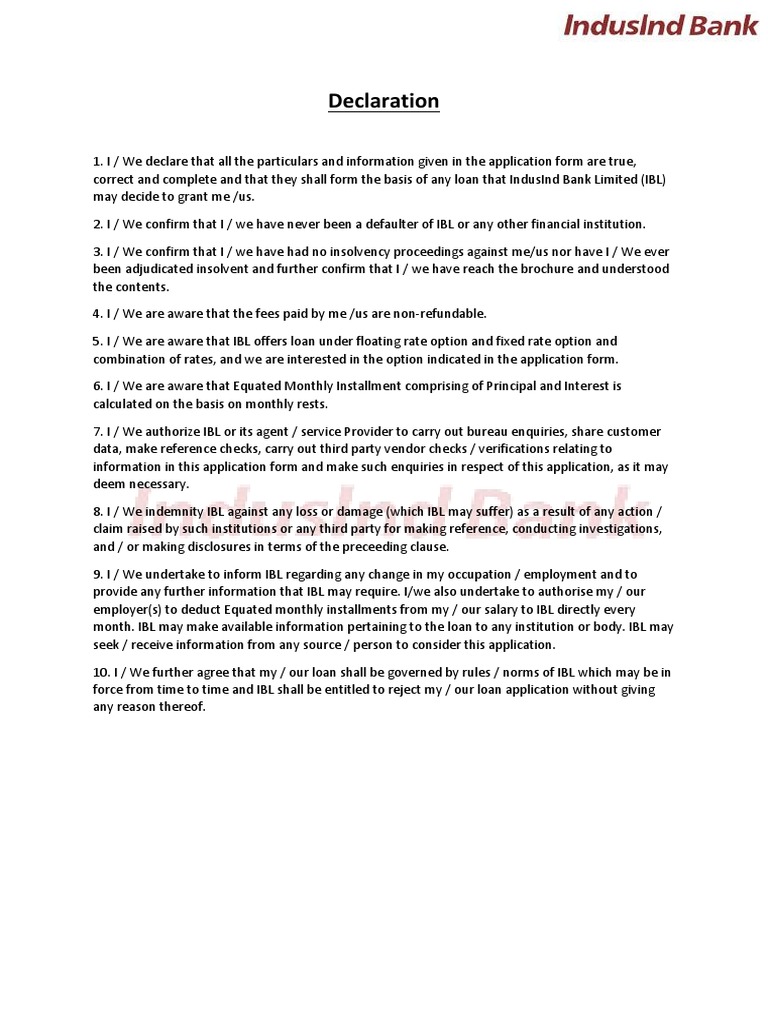 App Form Declaration | PDF