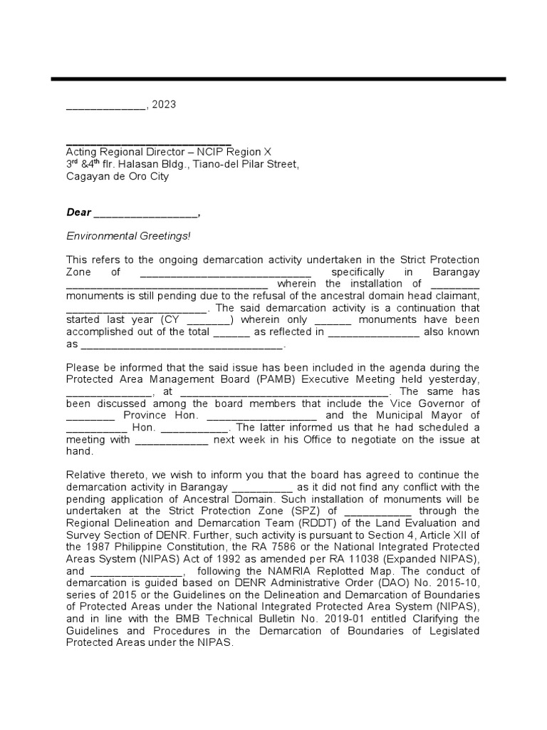Demarcation Letter for Region X | PDF | Government | Justice