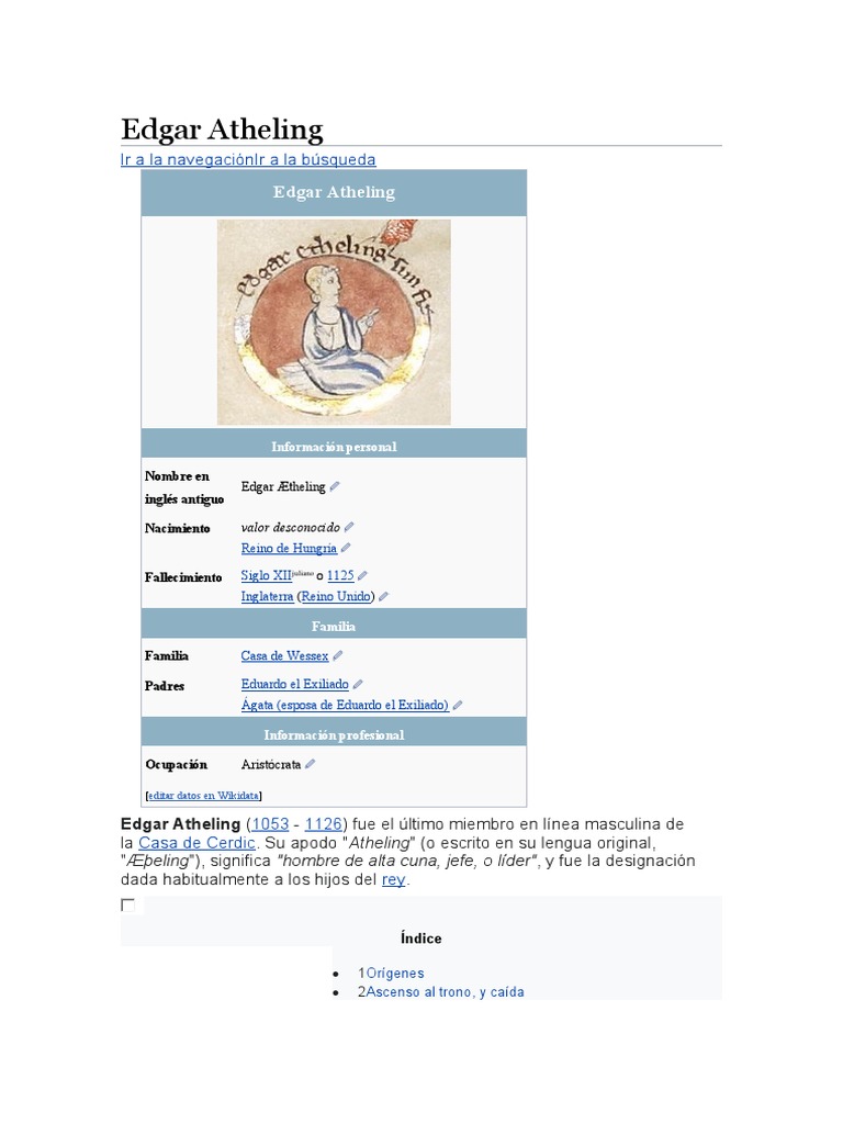 Edgar Atheling: Último de Wessex | PDF