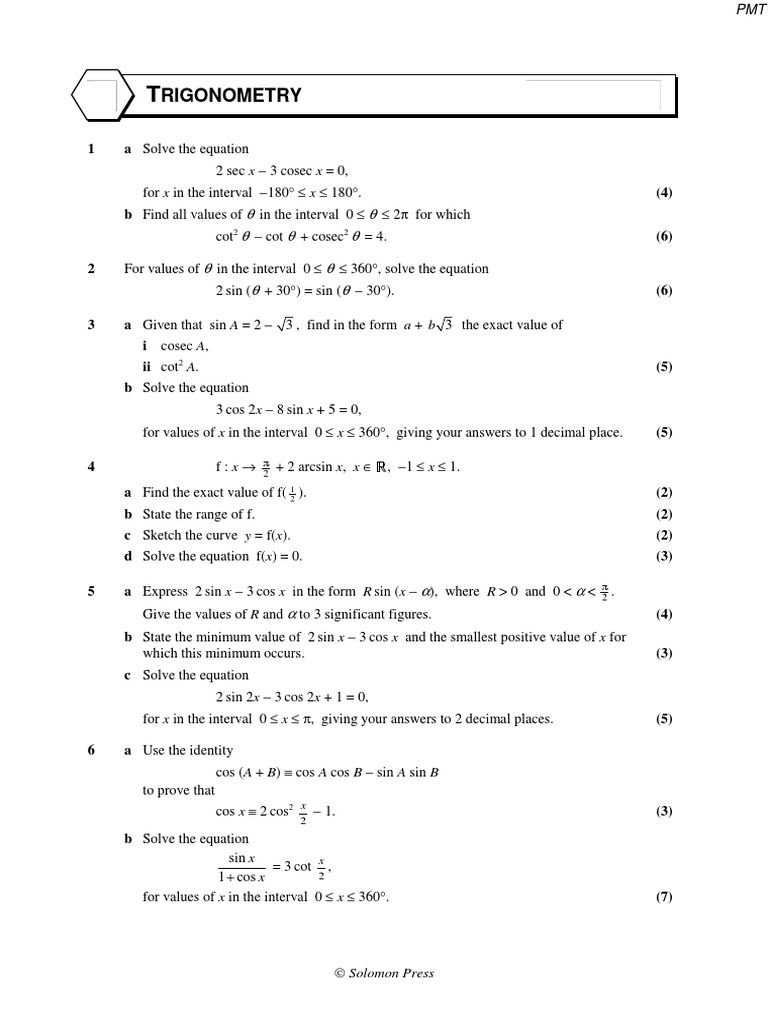 Trigonometry Problem Solving Guide | PDF