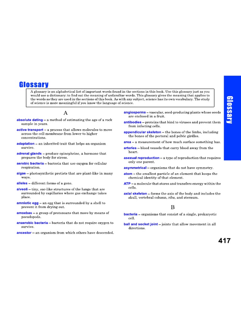 7th Grade Biology Glossary | PDF