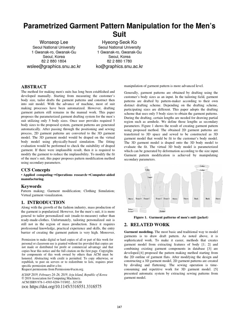Parametrized Garment Pattern Manipulation For The Men's Suit | PDF ...