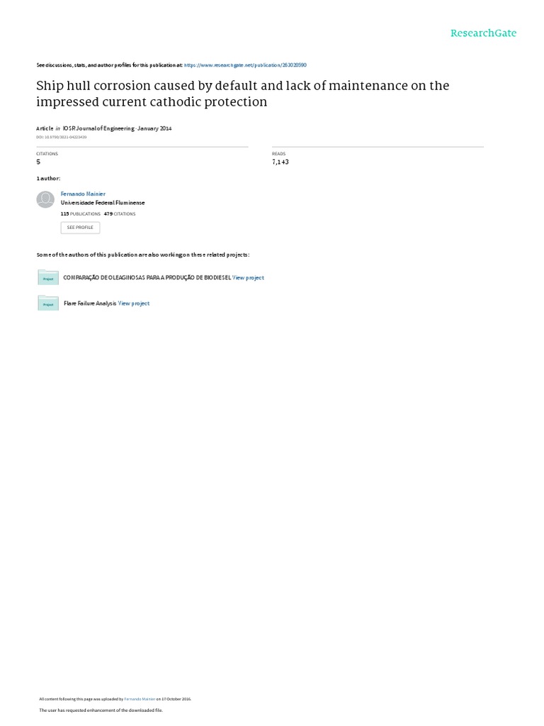 Ship Hull Corrosion Caused by Default and Lack of | PDF | Corrosion | Anode