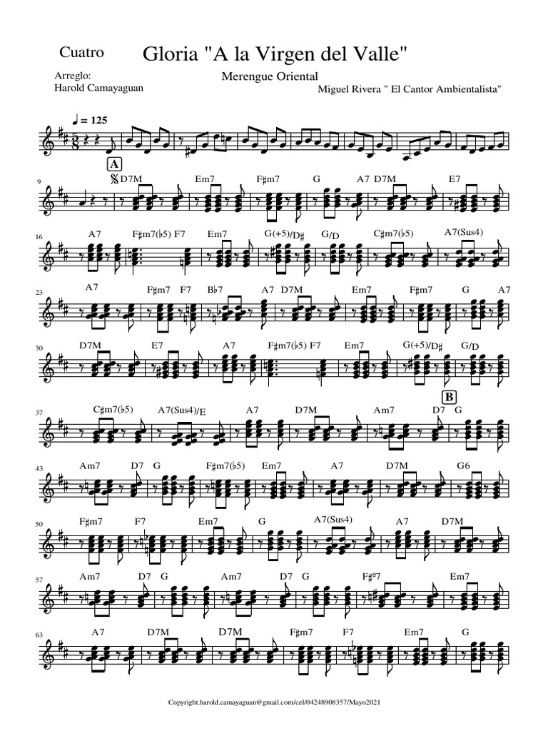 Gloria A La Virgen Del Valle Original D-Cuatro | PDF