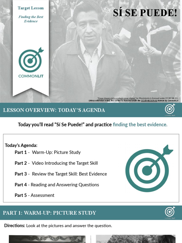 Best Evidence in "Sí Se Puede!" Lesson | PDF