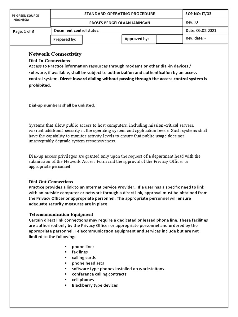 SOP 03 Pengelolaan Jaringan | Download Free PDF | Information Security ...