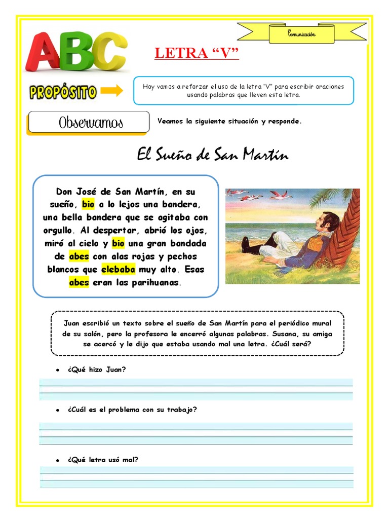 Uso y práctica de la letra V | PDF