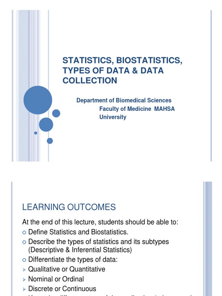 Lecture 1 - Statistics, Types of Data - Data Collection Batch 11 | PDF | Statistics | Sampling ...