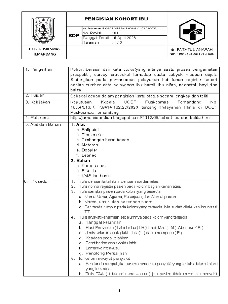 Pengisian Kohort | PDF