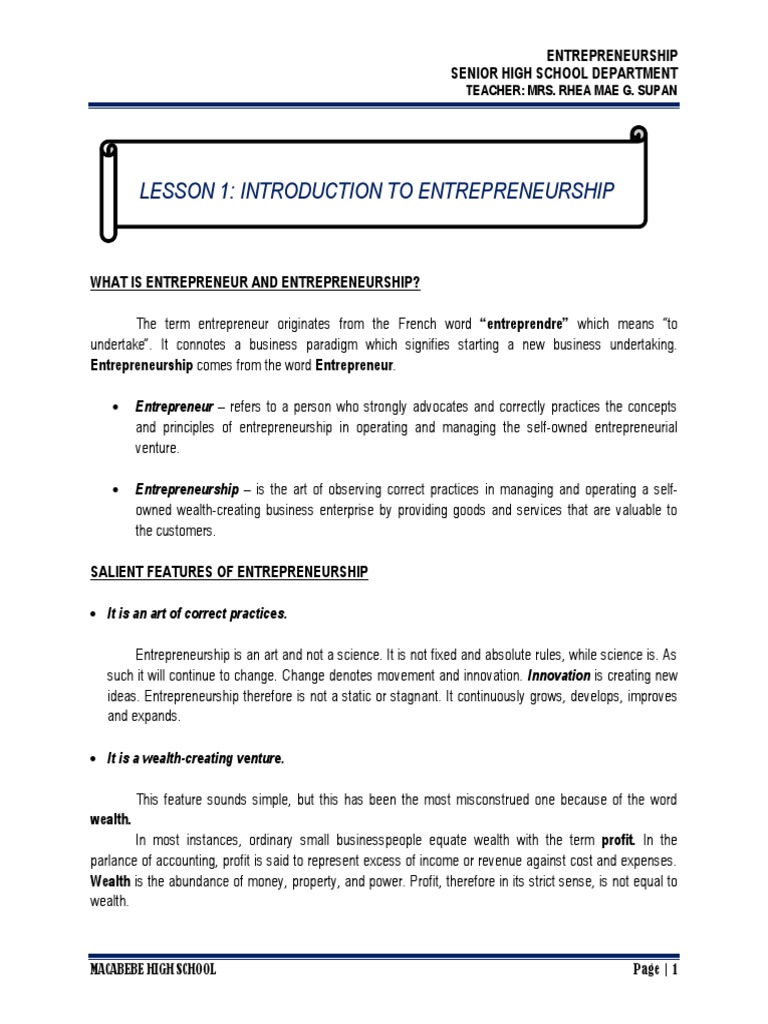 Understanding Entrepreneurship Basics | PDF | Career & Growth | Self ...