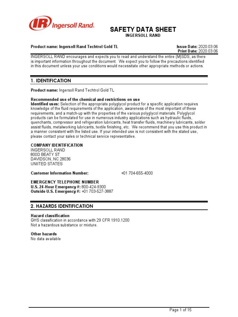 Techtrol Gold SDS | PDF | Dangerous Goods | Toxicity