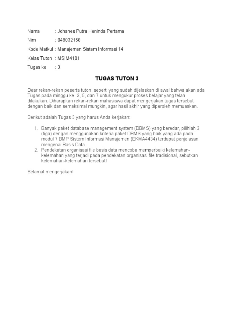 Tugas Tuton3 - MSIM4101 - JohanesPutra | PDF