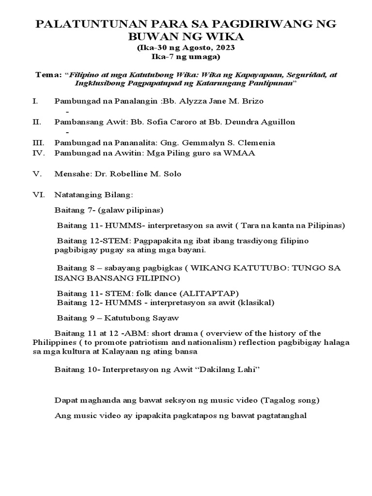 Palatuntunan Sa Buwan Ng Wika