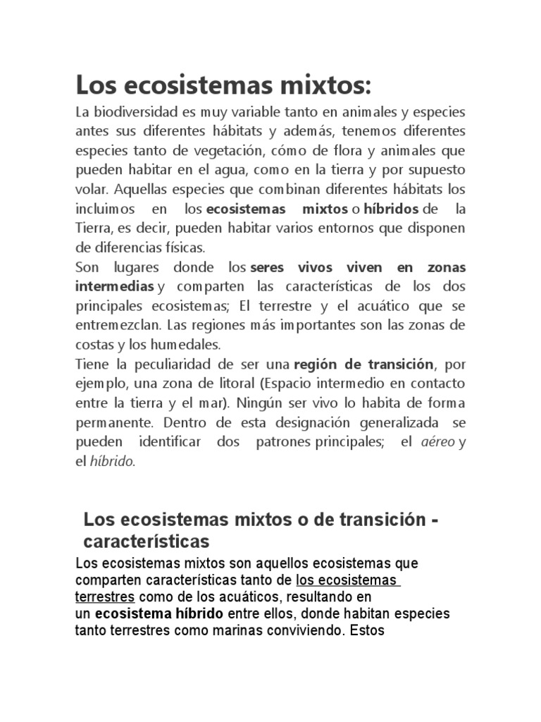 Los Ecosistemas Mixtos | PDF | Humedal | Ecosistema