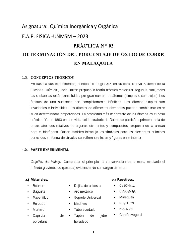 Fisica - Practica N°2 | PDF | Cobre | Química