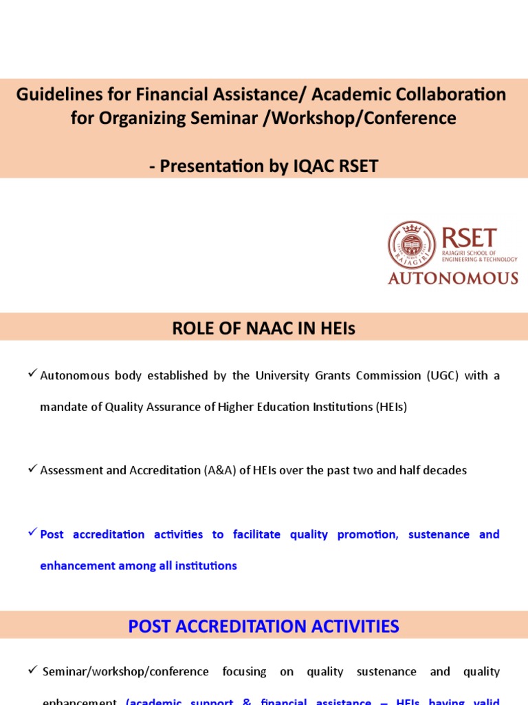 Guidelines For Financial Assistance - NAAC - IQAC | PDF