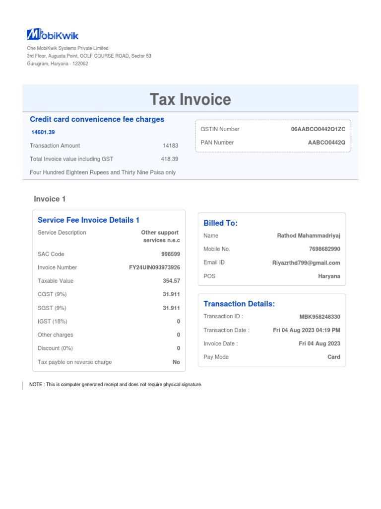 MBK958248330 Invoice | PDF | Invoice | Trade