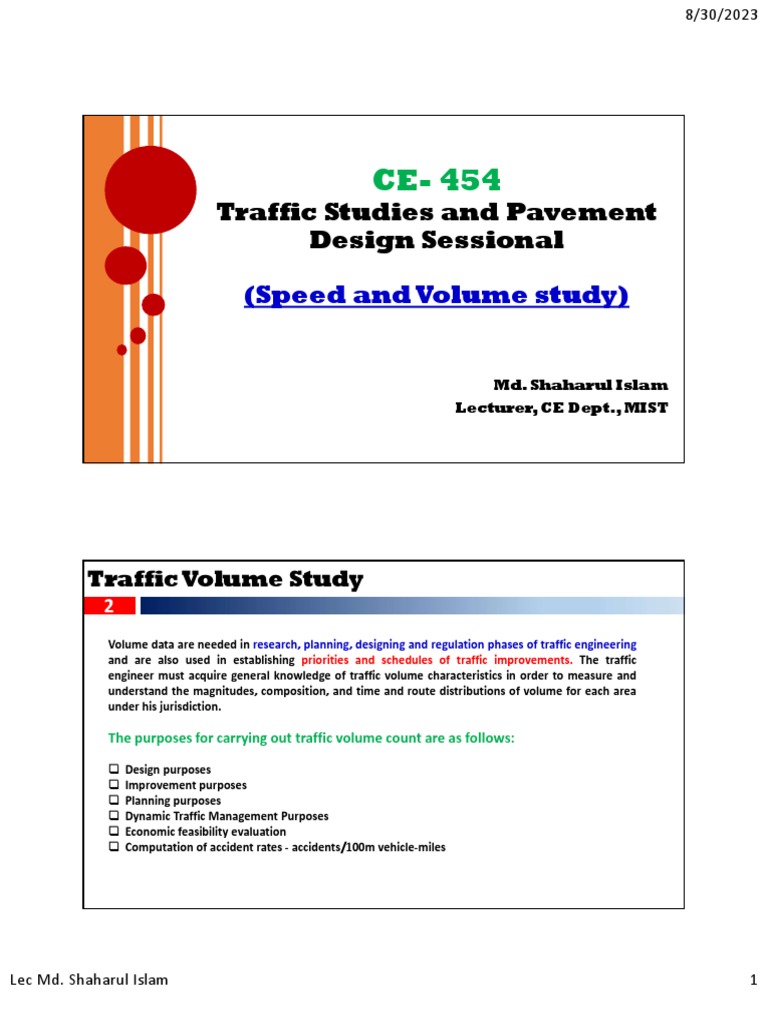 Traffic Volume and Speed Study Guide | PDF | Lane | Traffic