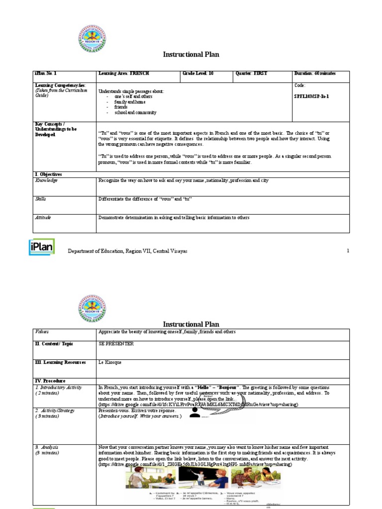 French Grade 10-Iplan - ONLINE | PDF
