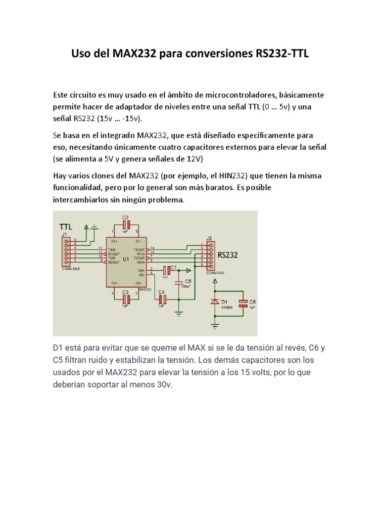 Uso Del MAX232 para Conversiones RS232 Tarea | PDF | Ciencia y ...