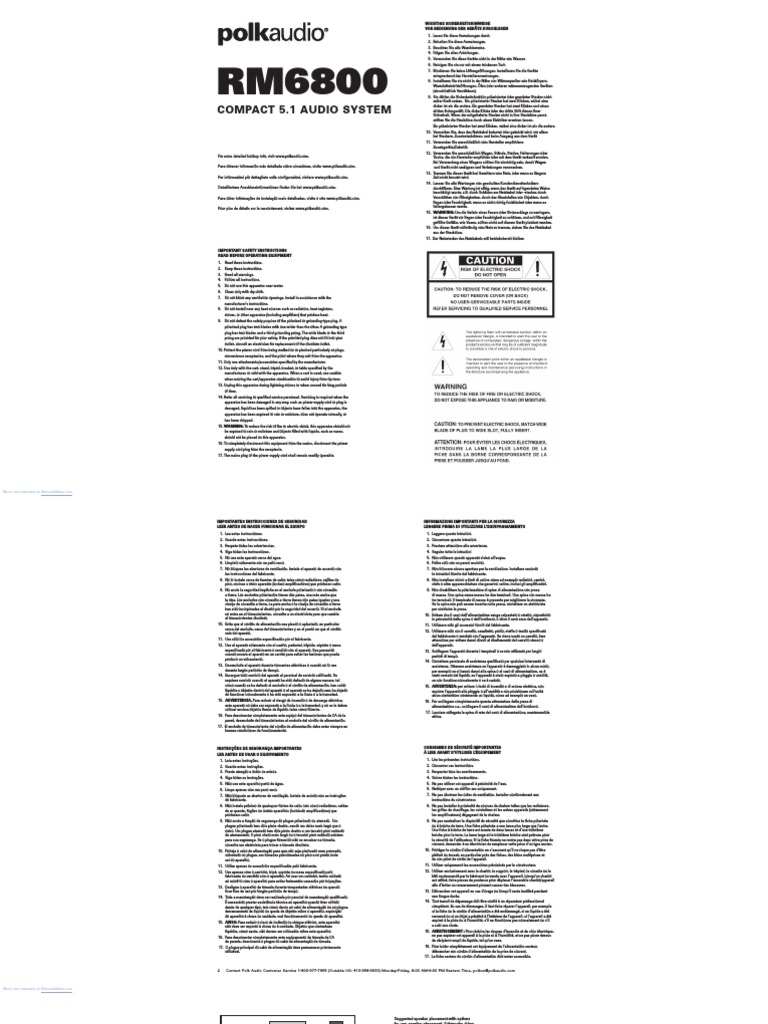 Manual Polk Audio RM6800 | PDF