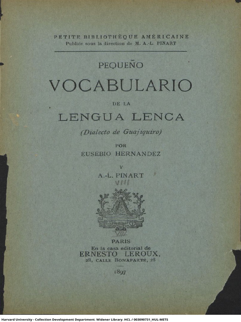 Pequeño Vocabulario de la Lengua Lenca - Eusebio Hernández | PDF