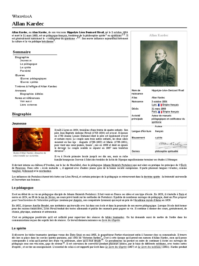Allan Kardec : Pédagogue et Spirite | PDF | Spiritisme | Conscience ...