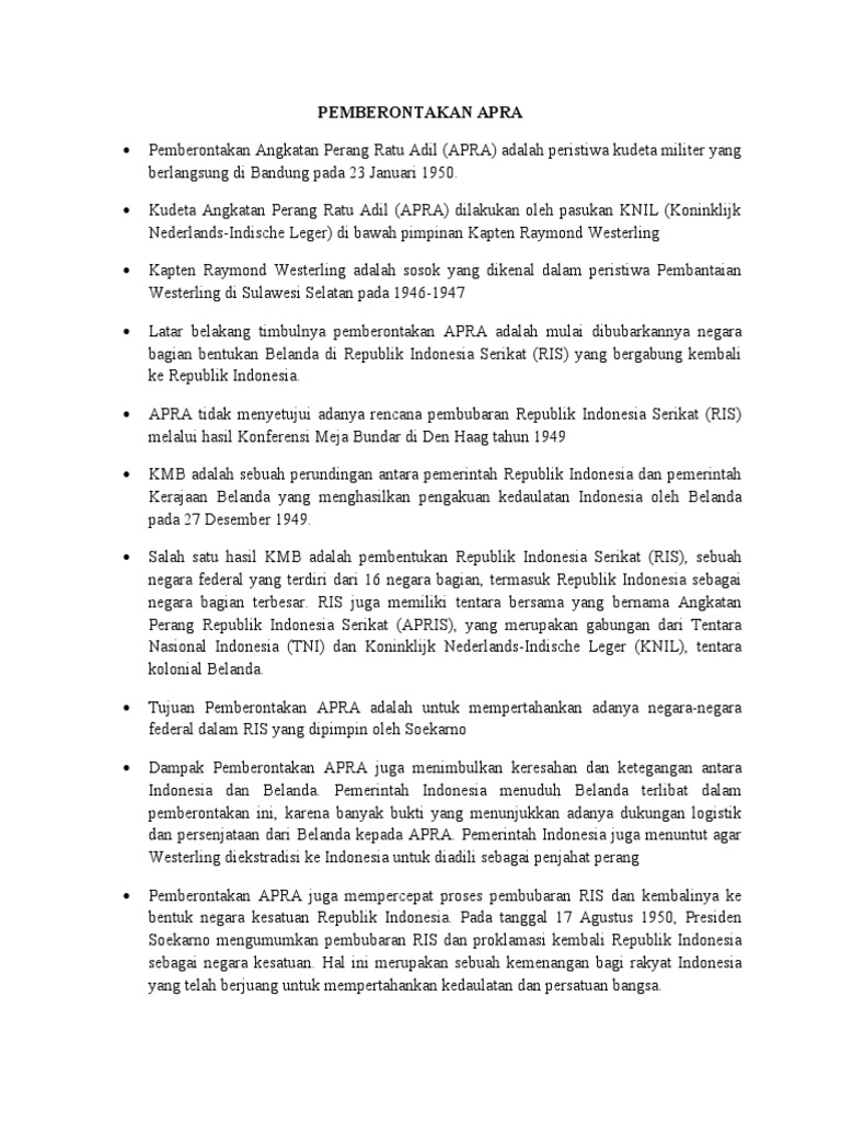 Pemberontakan Apra | PDF