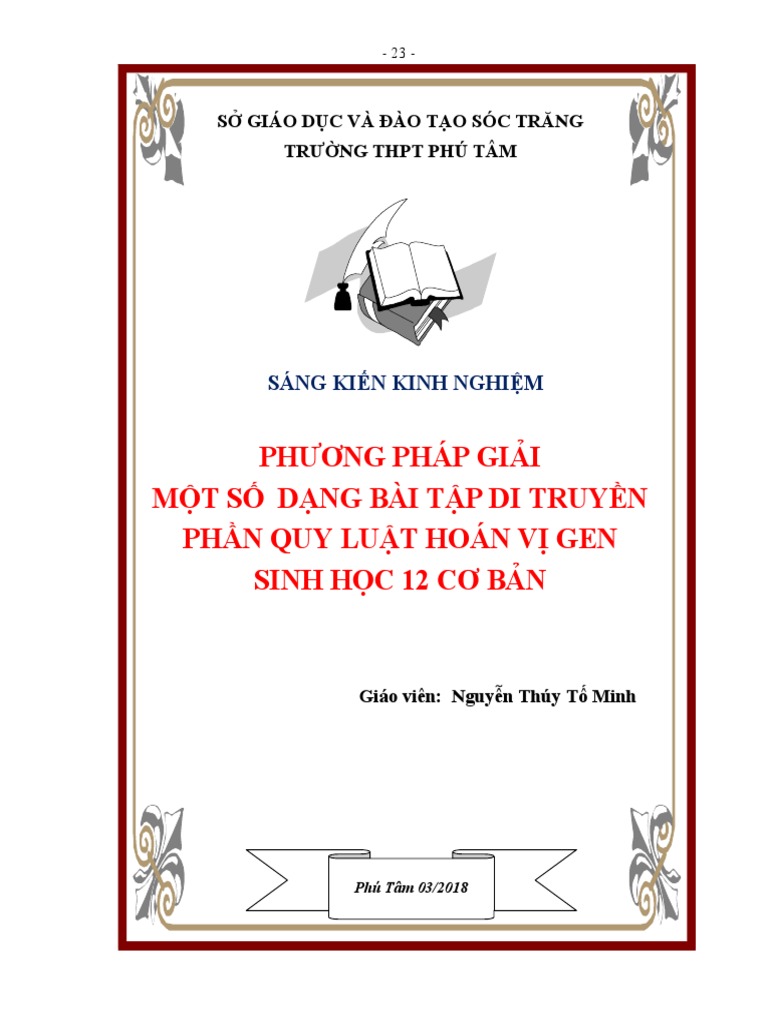 Phuong Phap Giai Mot So Dang Bai Tap Di Truyen Phan Quy Luat Hoan VI Gen - 2 | PDF