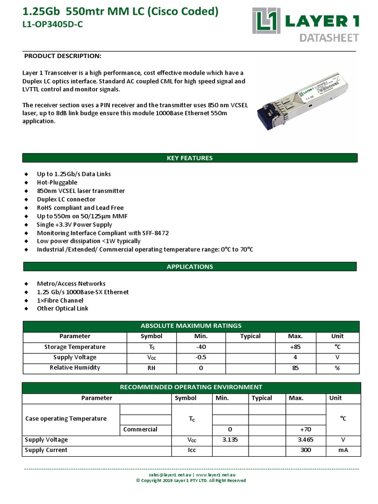 1.25Gb 550mtr MM LC (Cisco Coded) | PDF | Manufactured Goods | Computer ...
