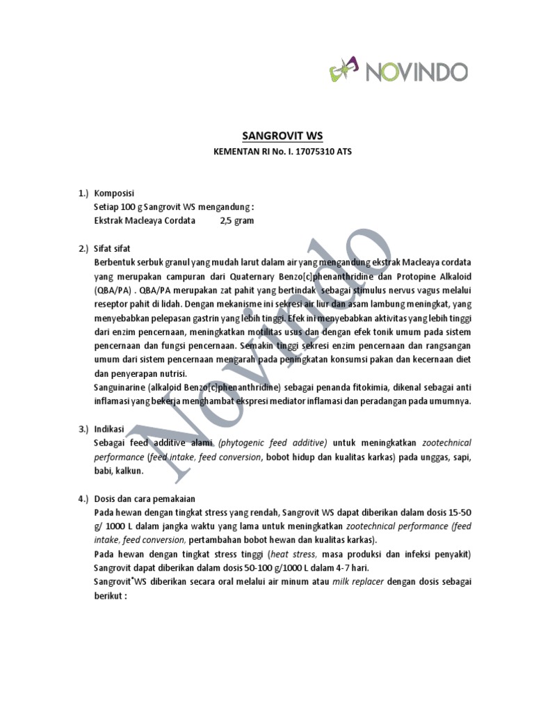 Sangrovit WS | PDF | Memasak, Makanan, & Anggur | Kesehatan Holistik