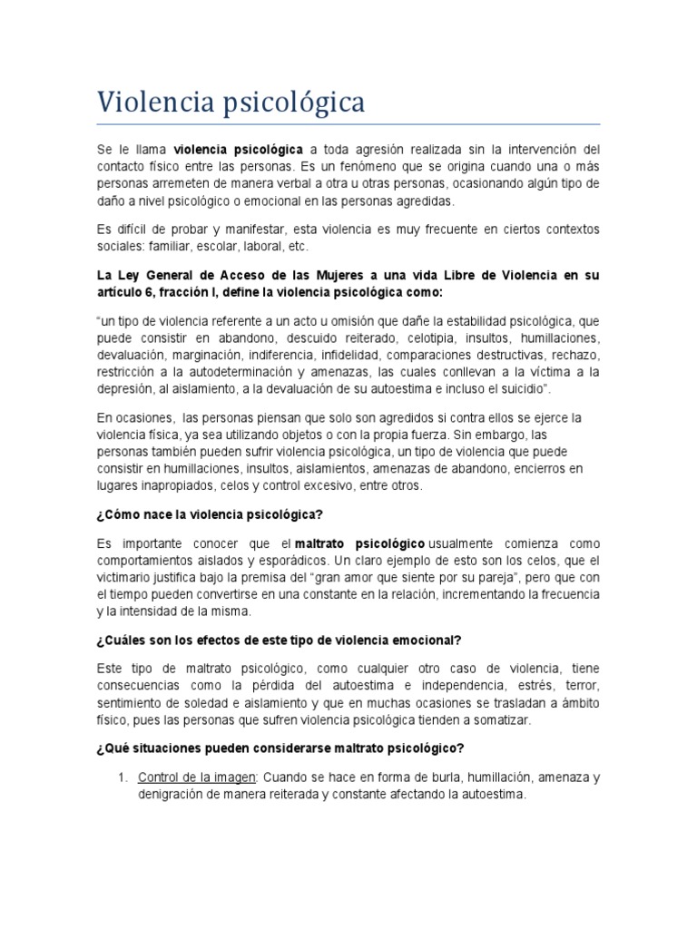 Violencia psicológica | PDF | Violencia | Abuso psicológico