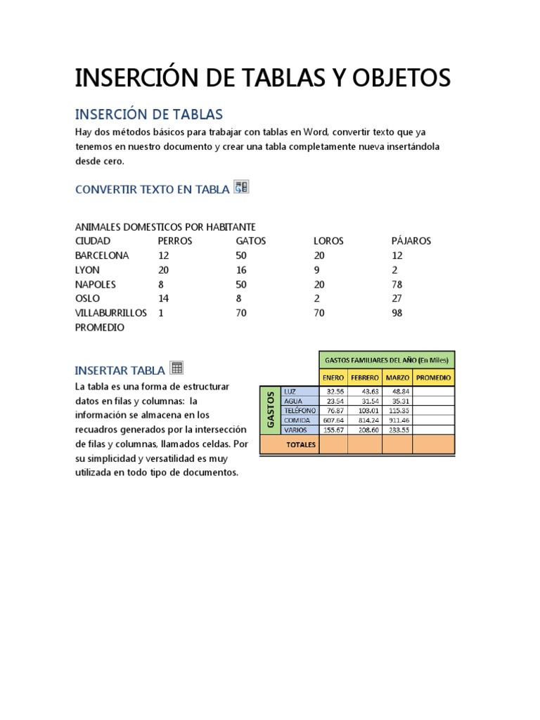 C2 - Inserción Tablas y Objetos | PDF | Microsoft Word | Microsoft Office