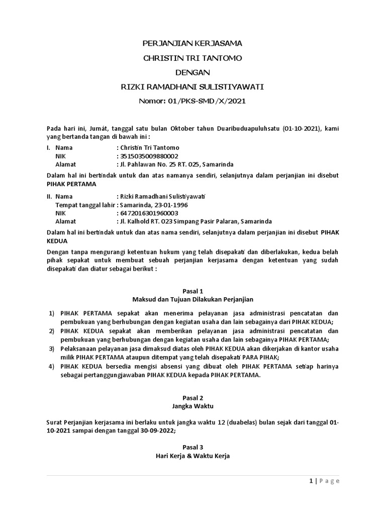 01 Mitra Kerja Admin Rizki Ramadhani | PDF