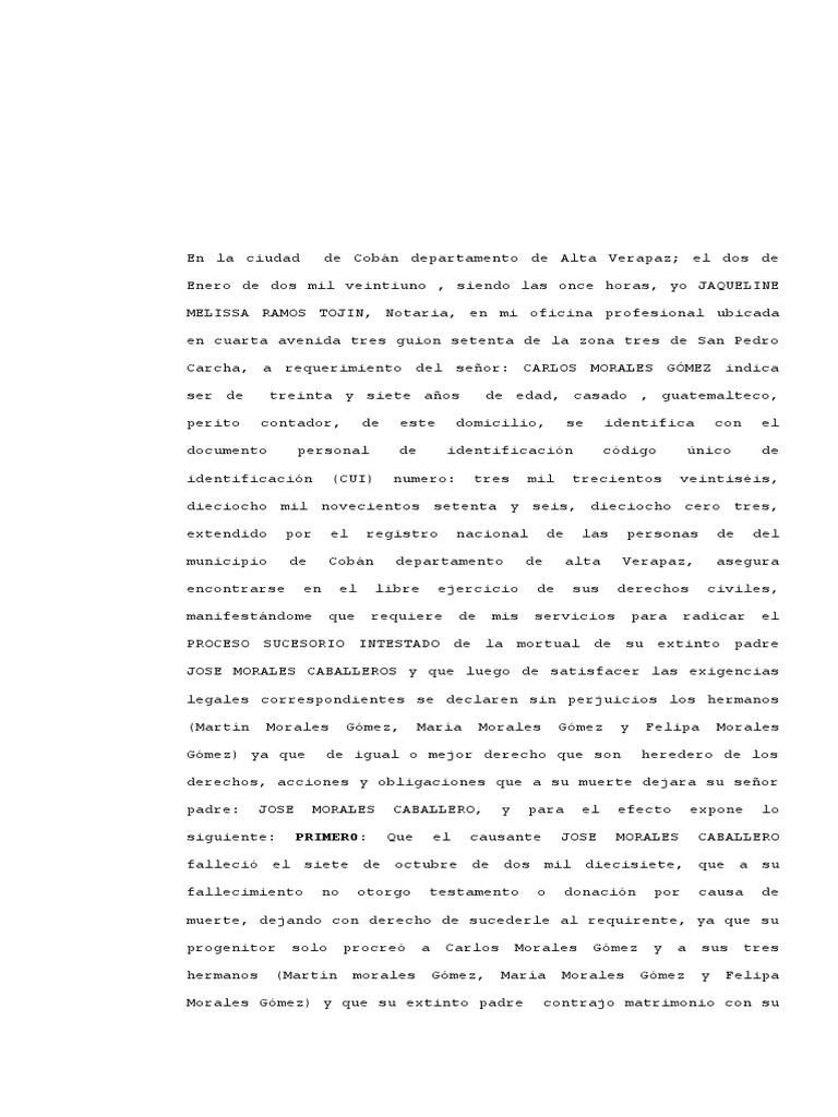 Proceso Sucesorio Intestado | PDF | Intestacy | Herencia