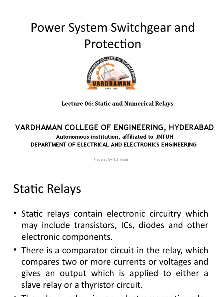 Static and Numerical Relays Overview | PDF | Relay | Electronic Circuits