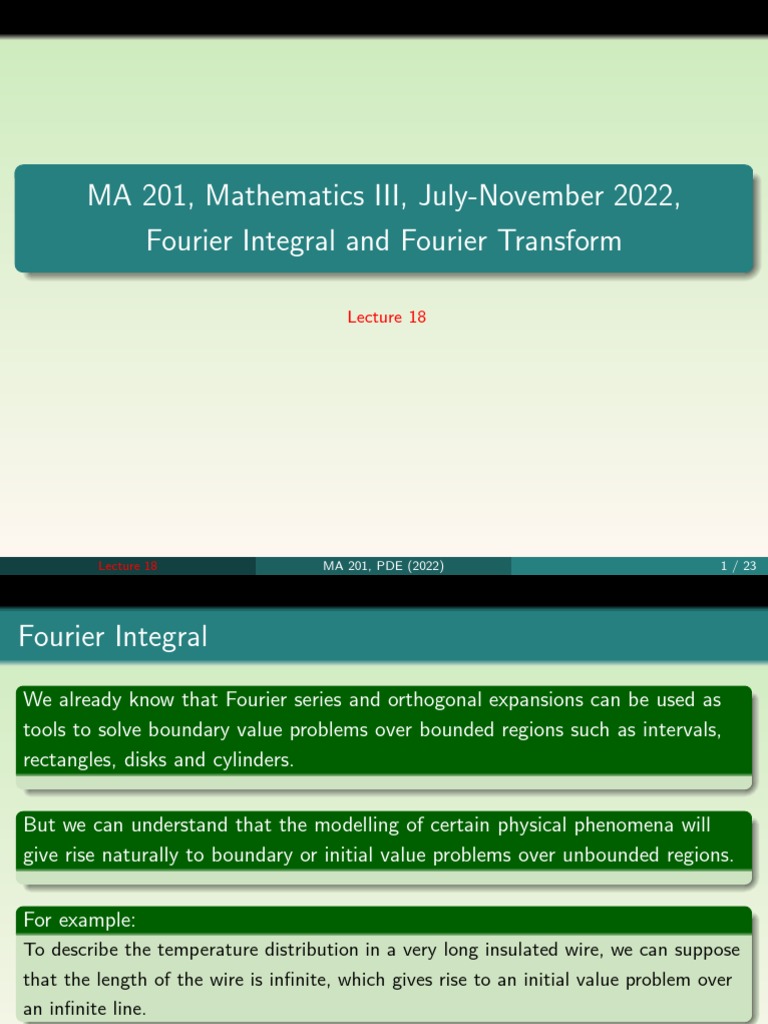 MA201 Lecture18 Handout | PDF | Fourier Transform | Convolution