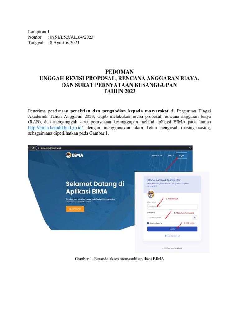 Lampiran 1. Pedoman Unggah Revisi Proposal, RAB Dan Surat Pernyataan ...