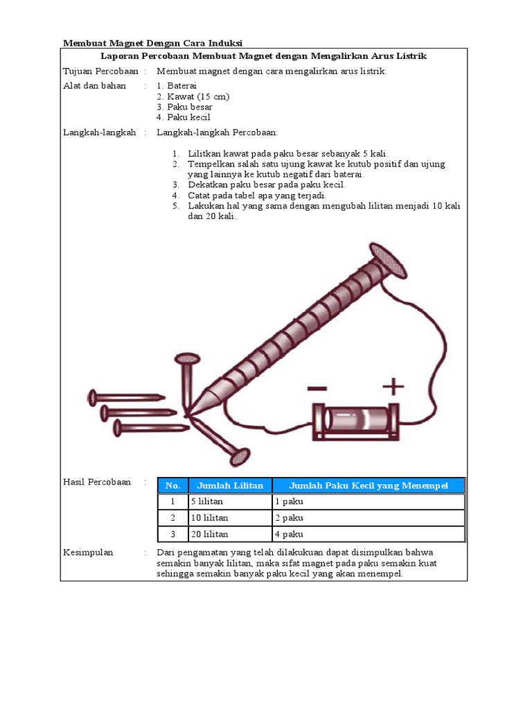 Membuat Magnet Dengan Cara Induksi | PDF