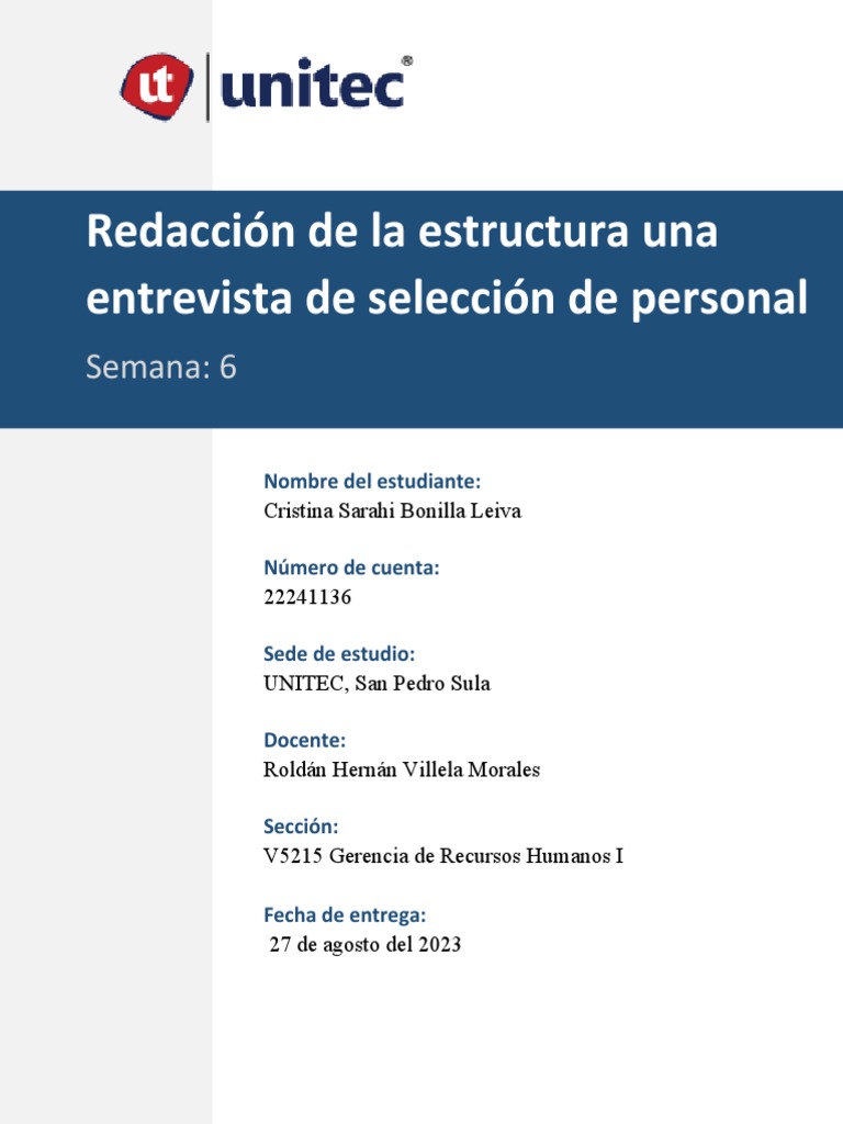 Bonilla - Tarea S#6 | PDF | Gestión de recursos humanos | Business