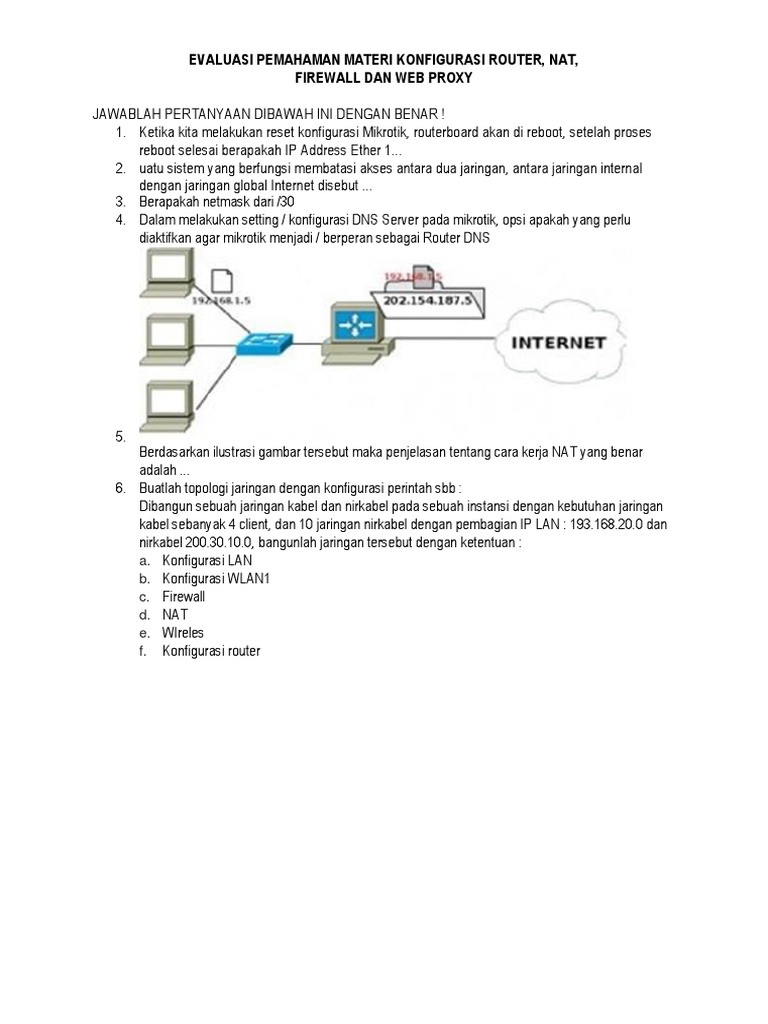 Evaluasi Pemahaman Materi Konfigurasi Router | PDF