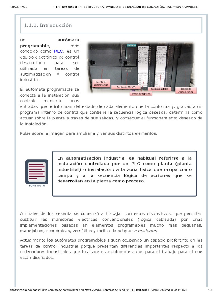 I - Estructura, Manejo e Instalación de Los Autómatas Programables ...