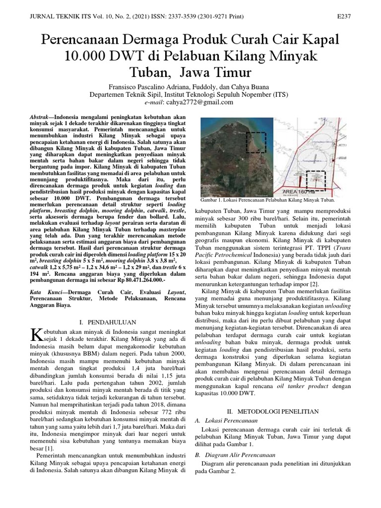 Perencanaan Dermaga Produk Curah Cair Kapal 10.000 DWT Di Pelabuan ...