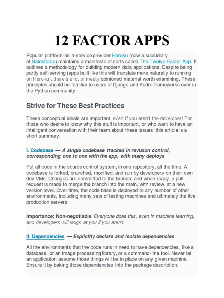 12-Factor App Guide for Developers | PDF | Web Server | Internet & Web