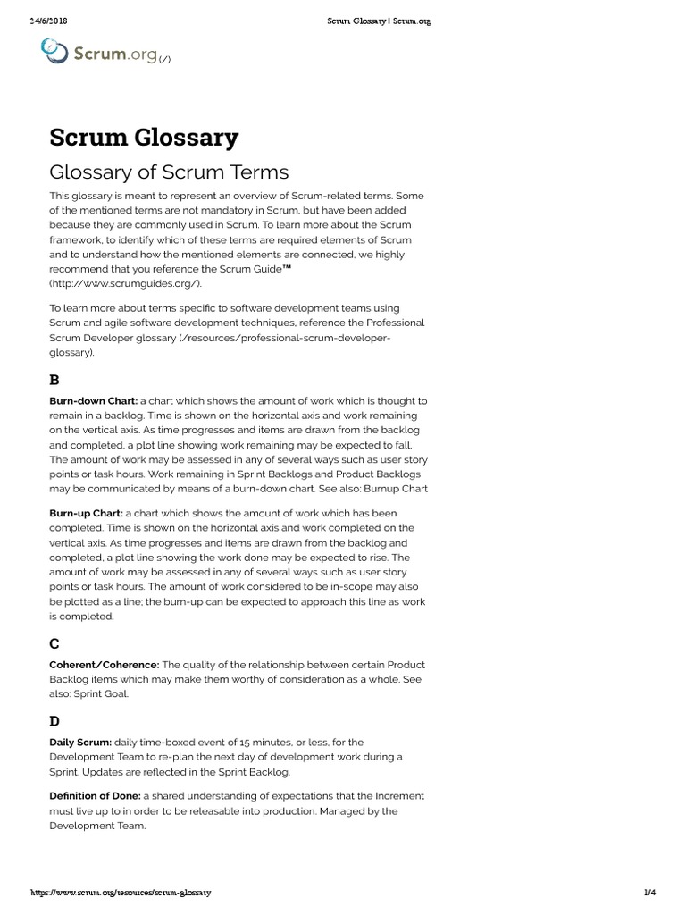 Scrum Glossary | PDF | Scrum (Software Development) | Business