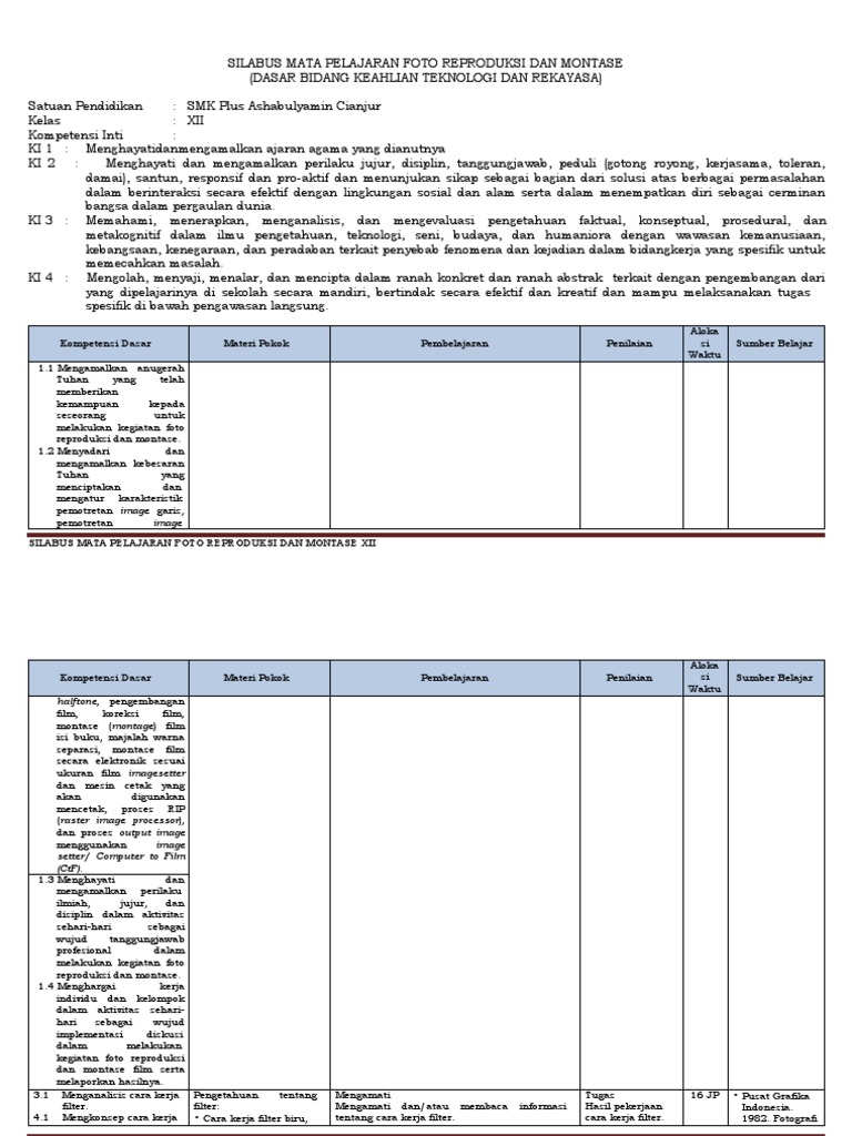 Silabus-Foto-Reproduksi-Kelas XII | PDF