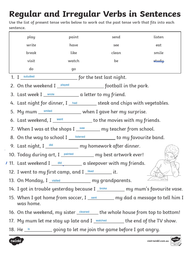 Past Simple Tense Worksheet (Regular and Irregular Verbs) | PDF ...