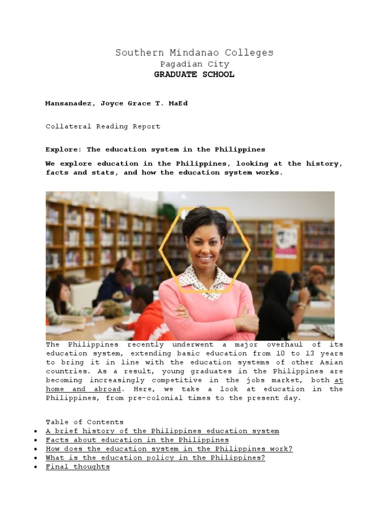 Collateral Reading No. 1, Mansanadez | PDF | Schools | Philippines